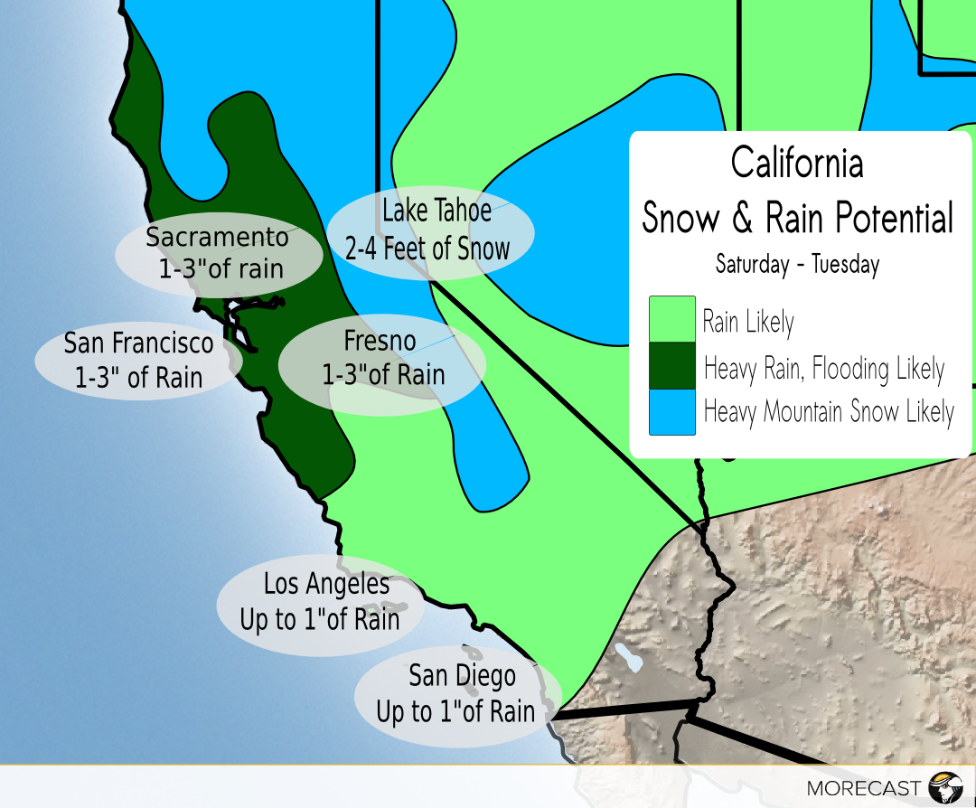 Rain And Snow Continue To Fall Across California – MORECAST